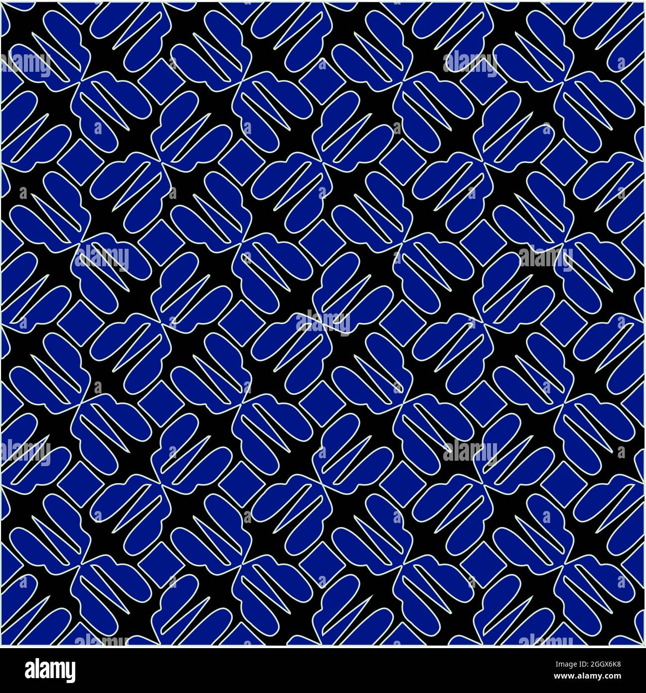vector pattern in geometric ornamental style. Black and white and blue ...
