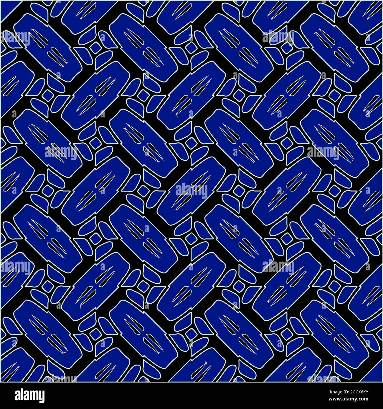 vector pattern in geometric ornamental style. Black and white and blue ...
