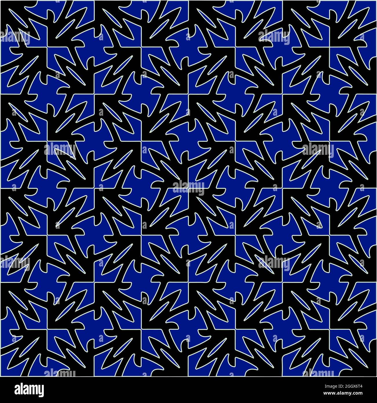vector pattern in geometric ornamental style. Black and white and blue ...