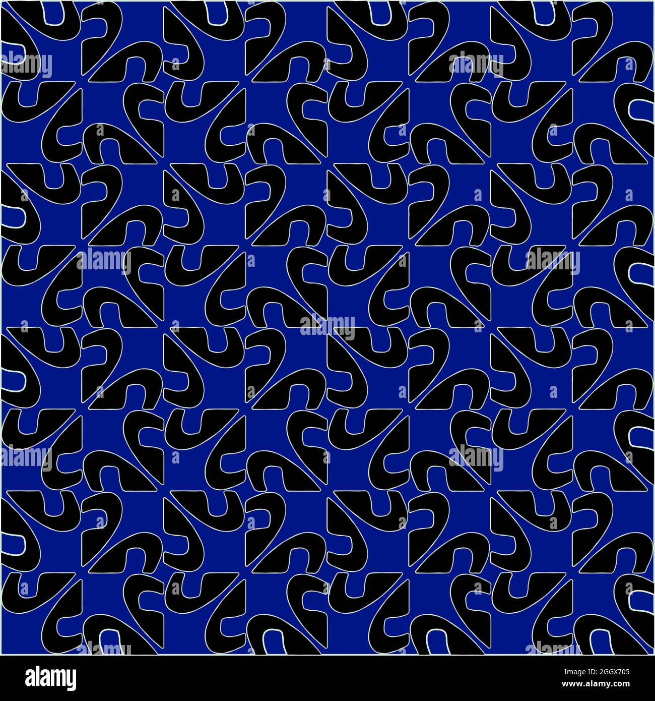 vector pattern in geometric ornamental style. Black and white and blue ...