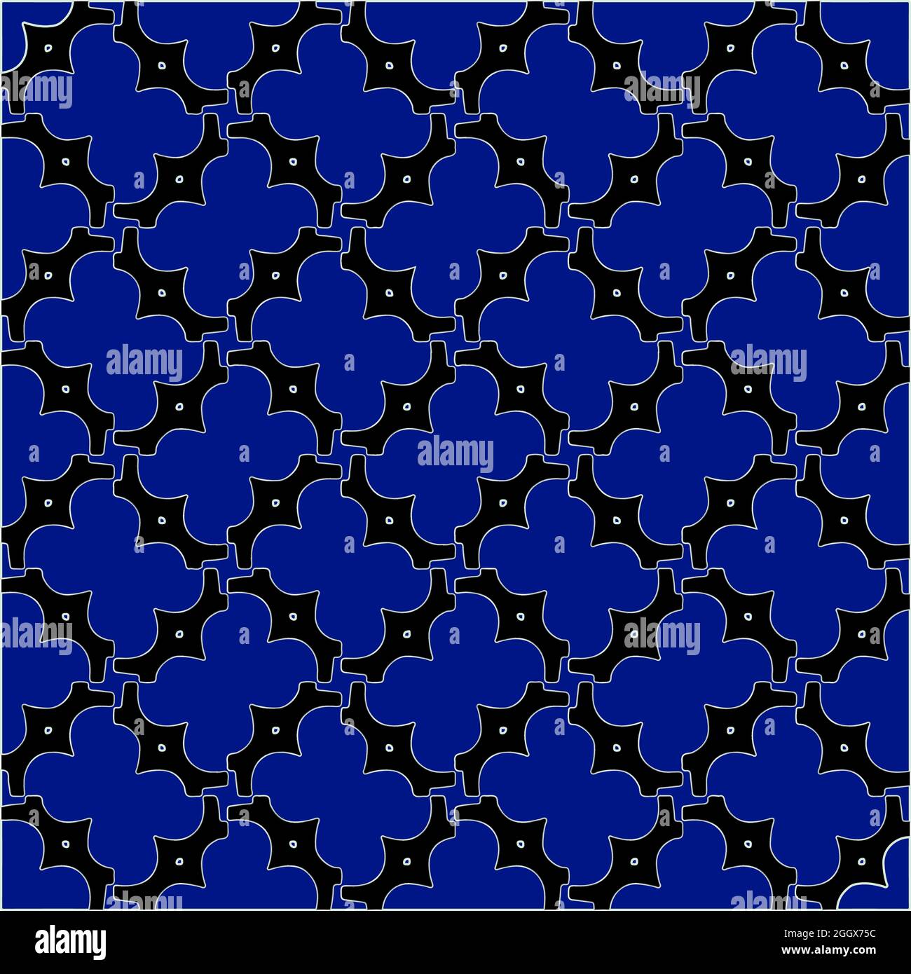 vector pattern in geometric ornamental style. Black and white and blue ...