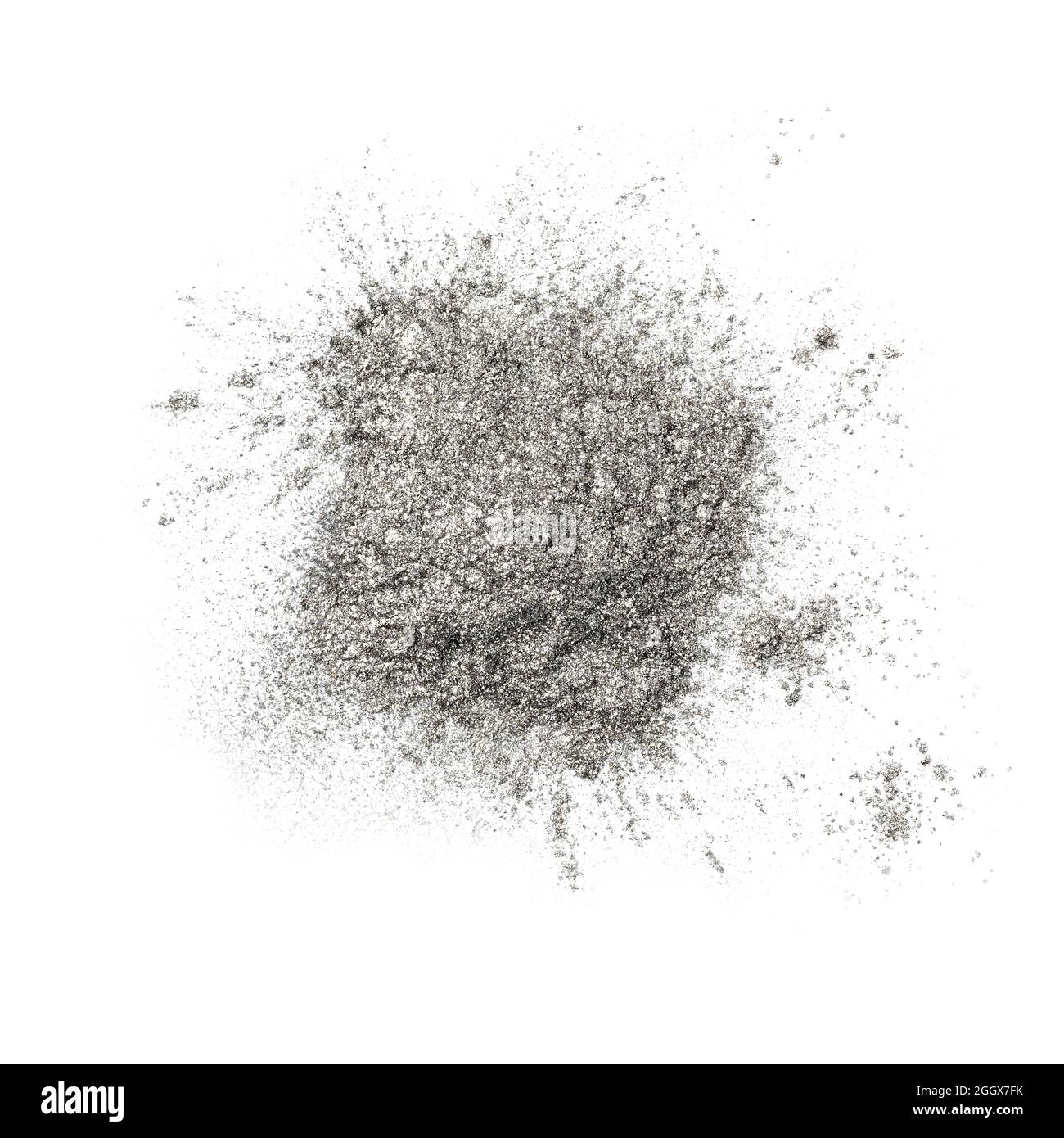 Heap of silver powder dust isolated on white background Stock Photo - Alamy