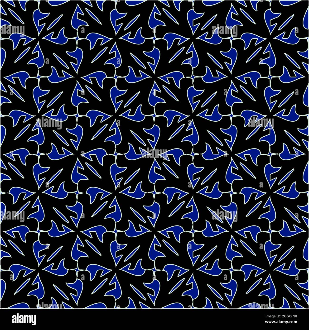 vector pattern in geometric ornamental style. Black and white and blue ...