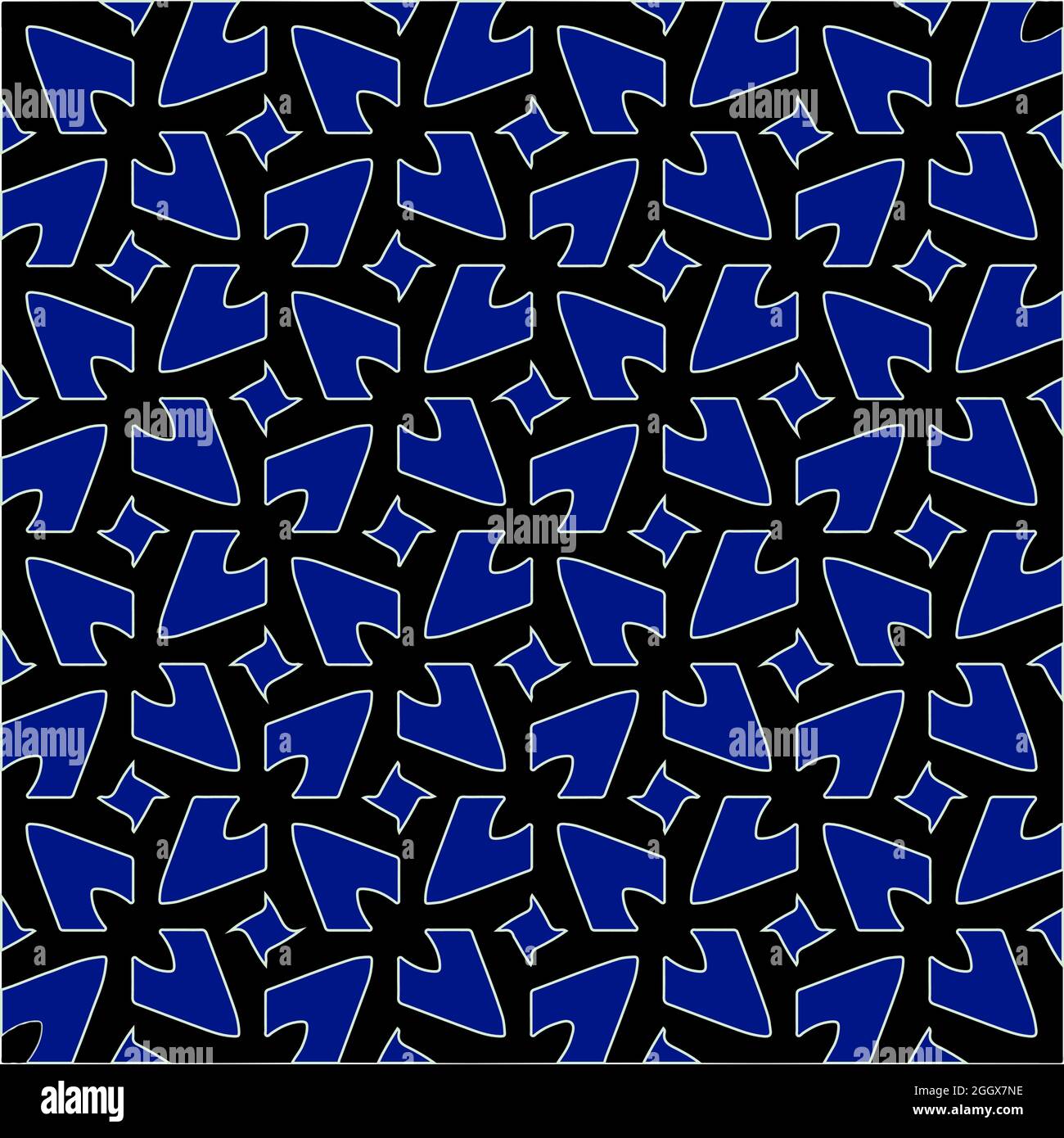 vector pattern in geometric ornamental style. Black and white and blue ...