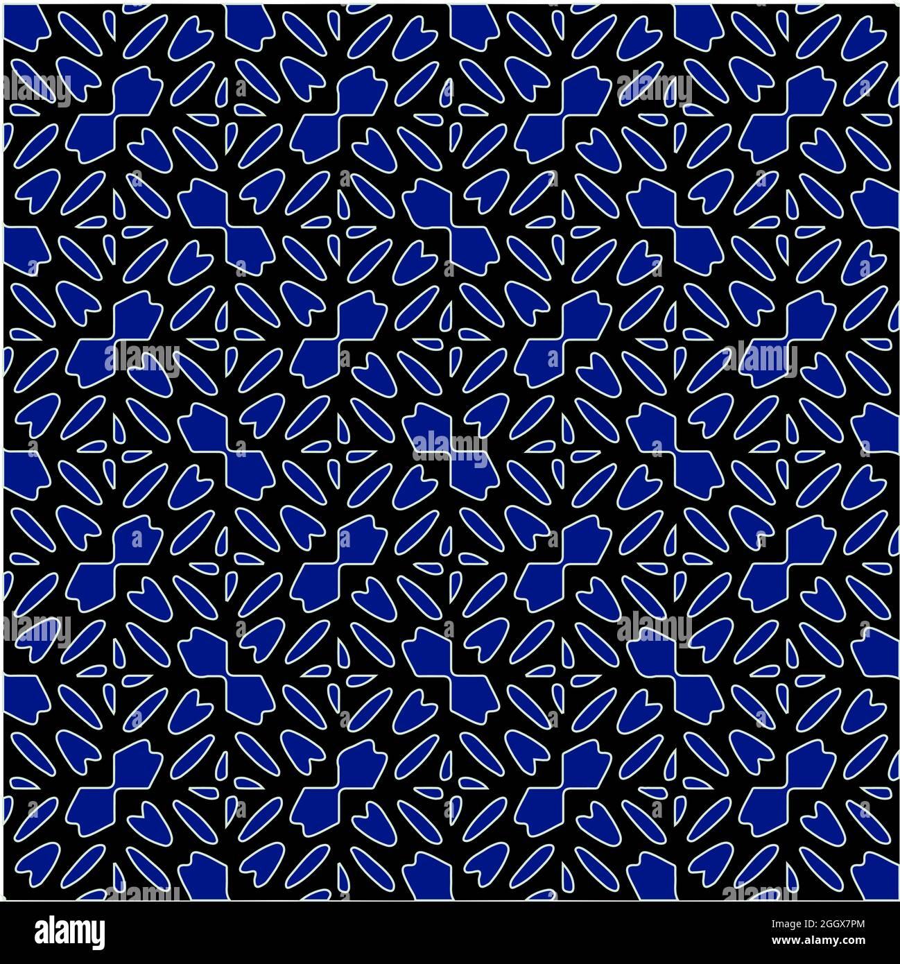 vector pattern in geometric ornamental style. Black and white and blue ...