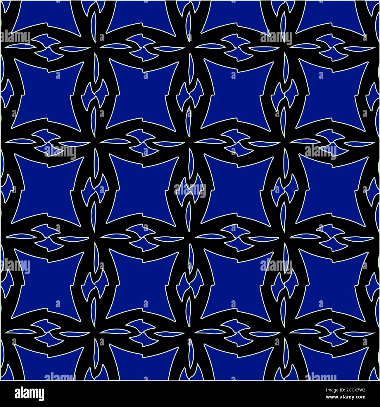 vector pattern in geometric ornamental style. Black and white and blue ...