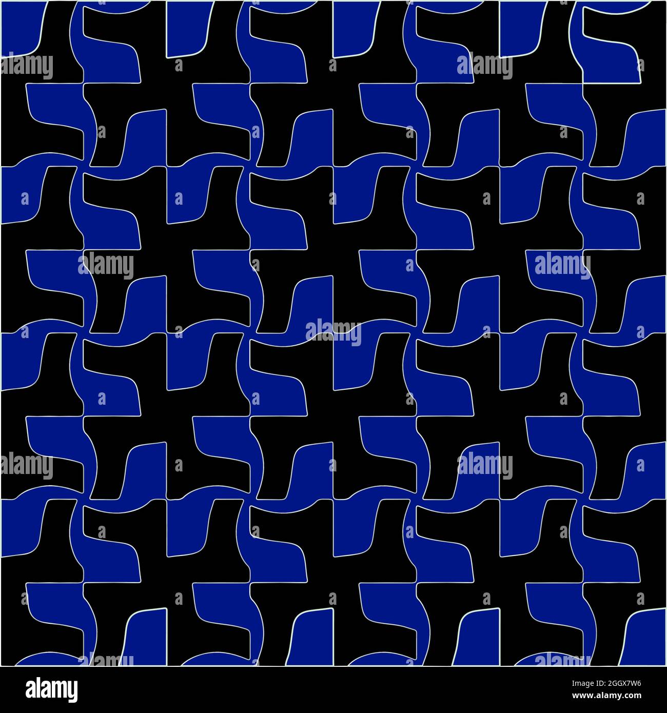vector pattern in geometric ornamental style. Black and white and blue ...