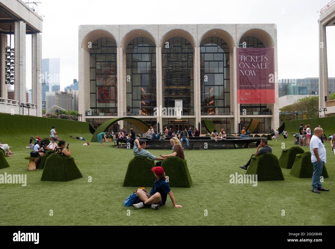 outside front entrance to Lincoln Center square Manhattan NYC Stock ...