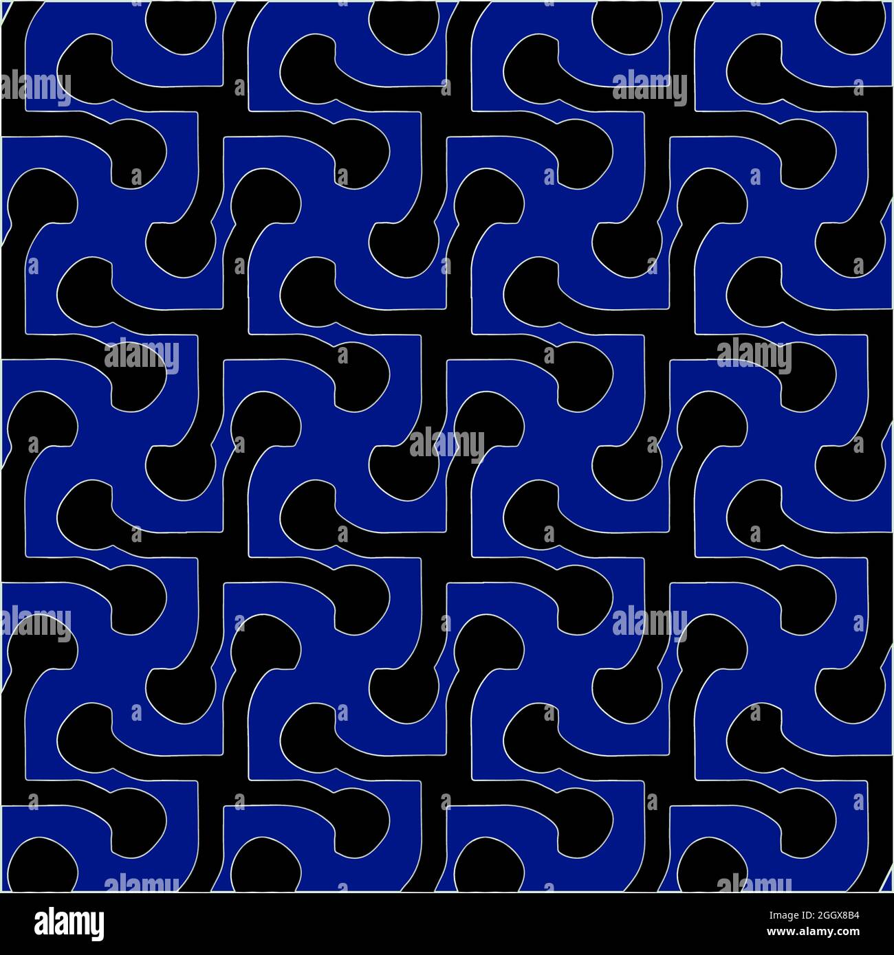vector pattern in geometric ornamental style. Black and white and blue ...
