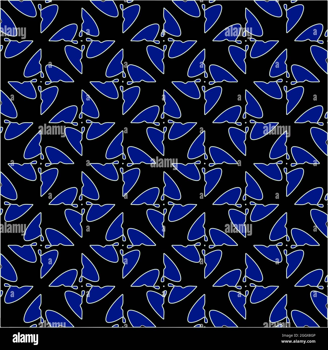 vector pattern in geometric ornamental style. Black and white and blue ...