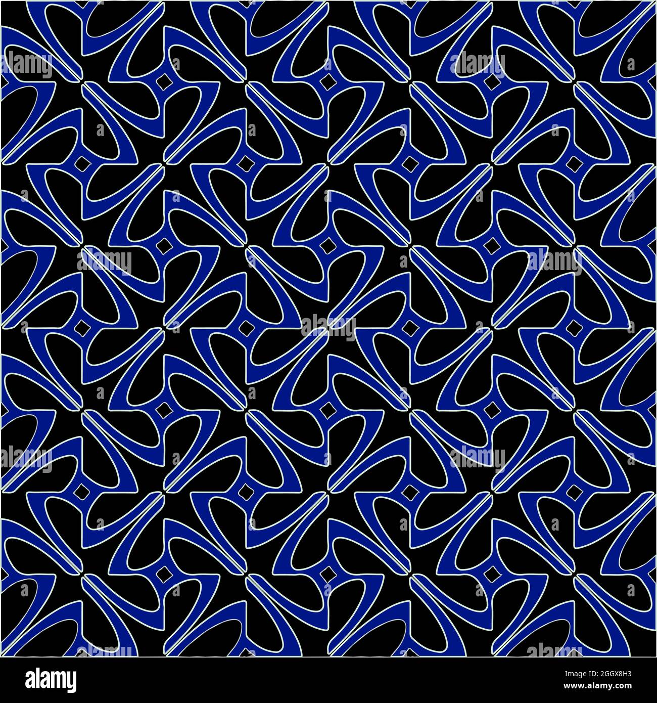 vector pattern in geometric ornamental style. Black and white and blue ...