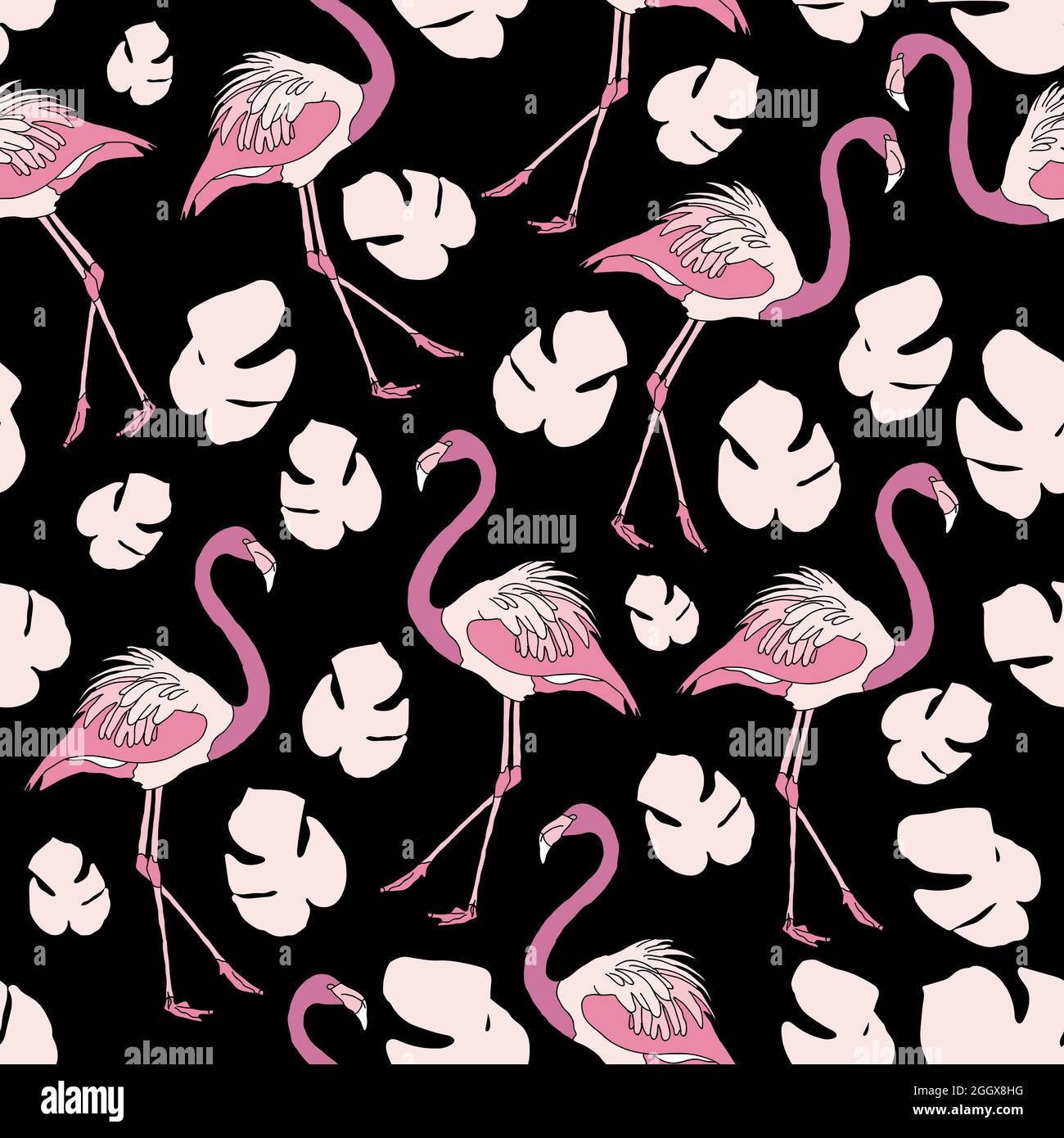 Pink Black Flamingo Seamless Pattern Design Stock Vector Image & Art ...