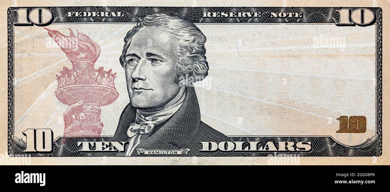 10 dollar bill with empty middle area Stock Photo - Alamy