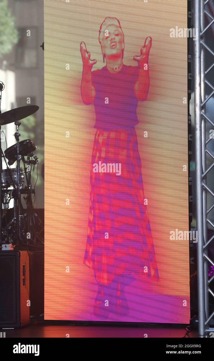 September 3, 2021, New York, New York, USA: A hologram of singer PINK ...