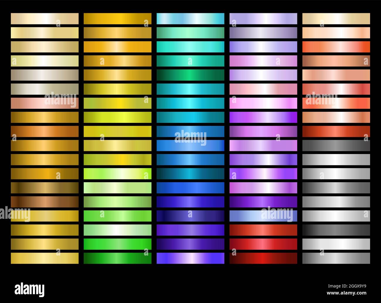 Metal Gradient Collection of Every Color Swatches Stock Vector Image ...