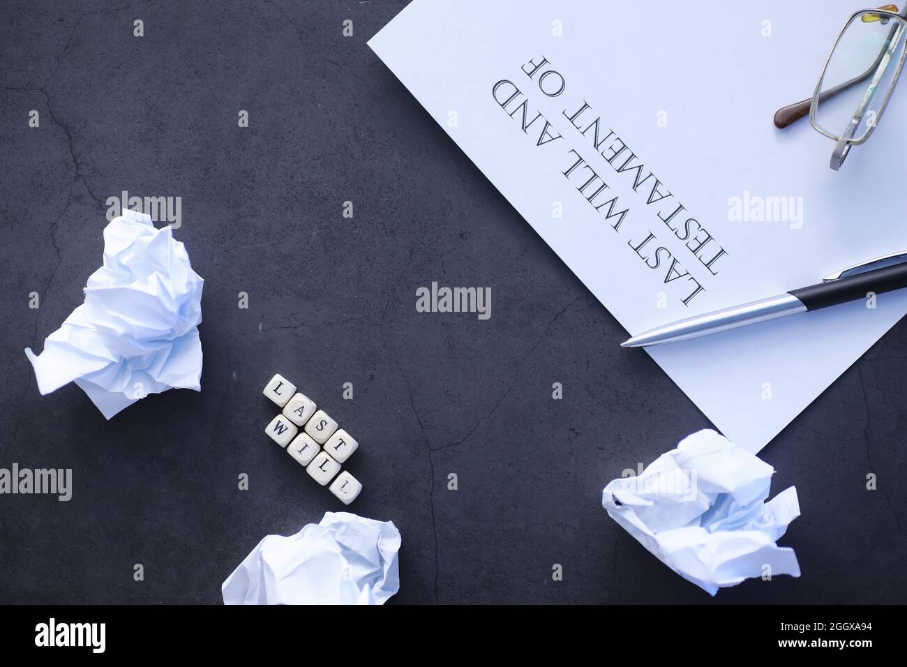 Legal concept. The procedure for writing the last will. Papers with ...