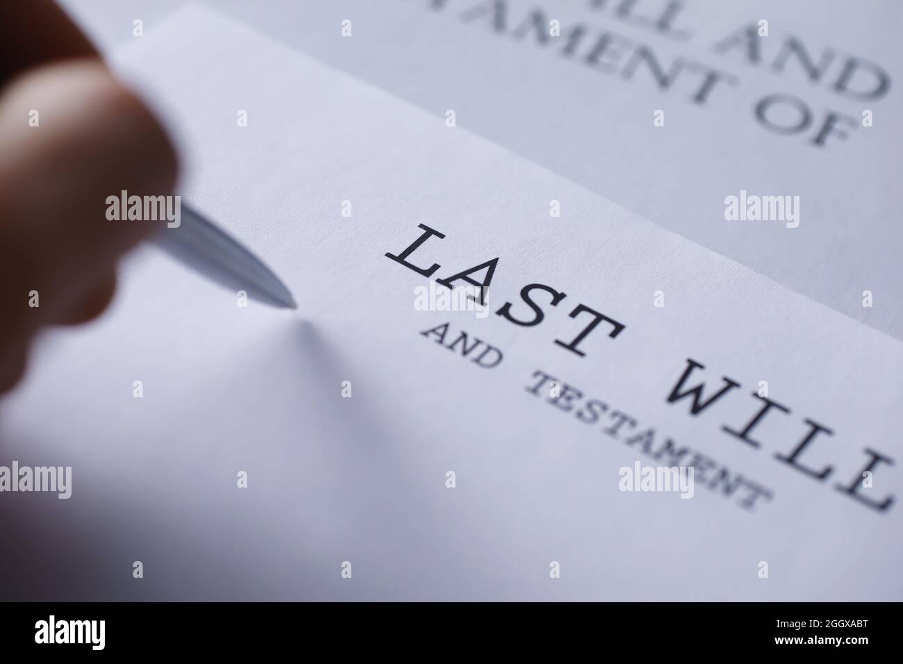 Legal concept. The procedure for writing the last will. Papers with ...