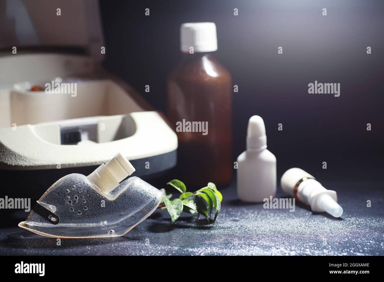 Inhalation with nebulizer at home. Asthma inhaler inhalation nebulizer ...