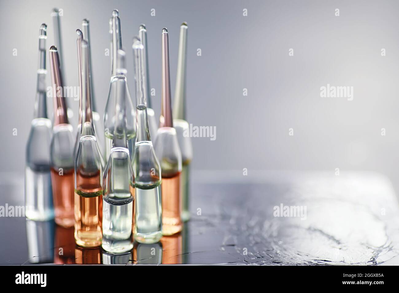 Test tubes with drugs and tests to test the victims and treat infected ...