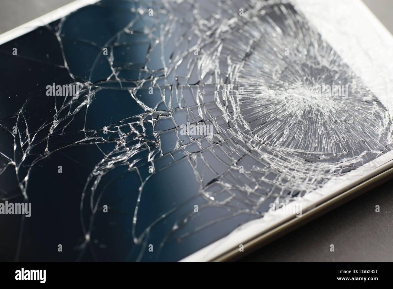 Crack on the glass. Broken screen. Broken phone. Cracked glass ...