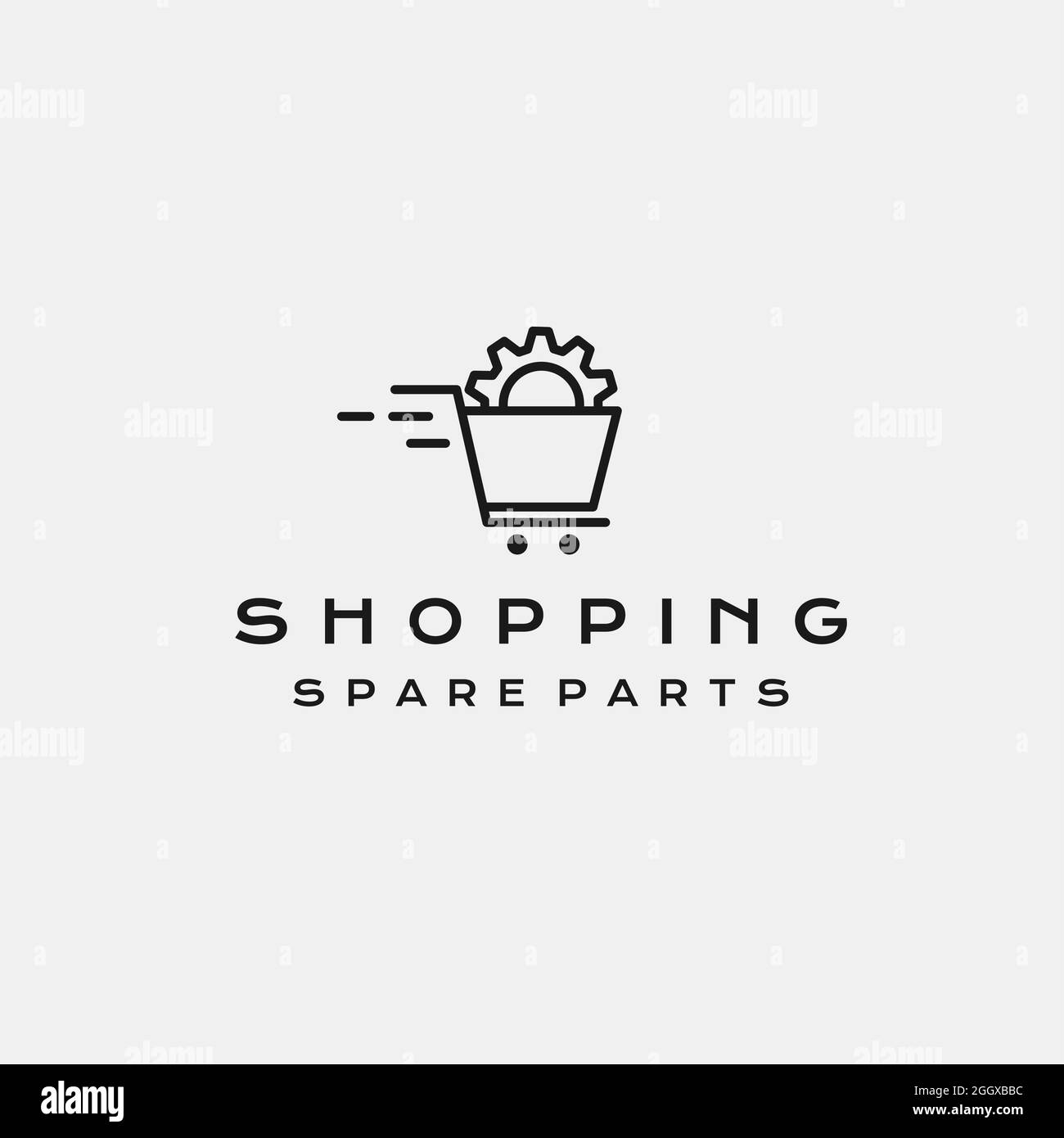 Line art Chain gear in the supermarket trolley. automotive spare part ...