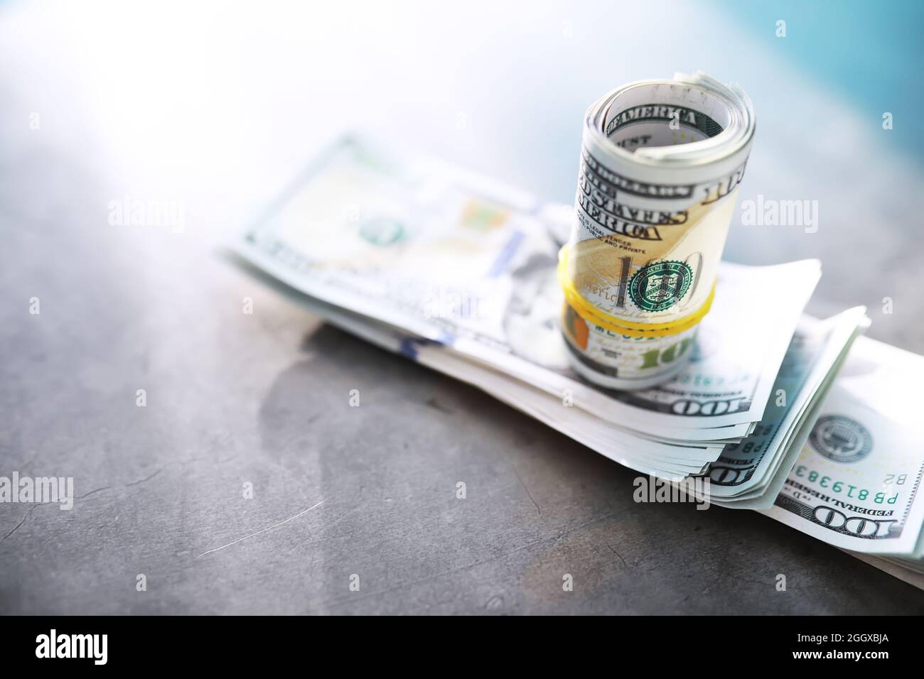 Cash money in a large pile as a finance background. Paper money close ...