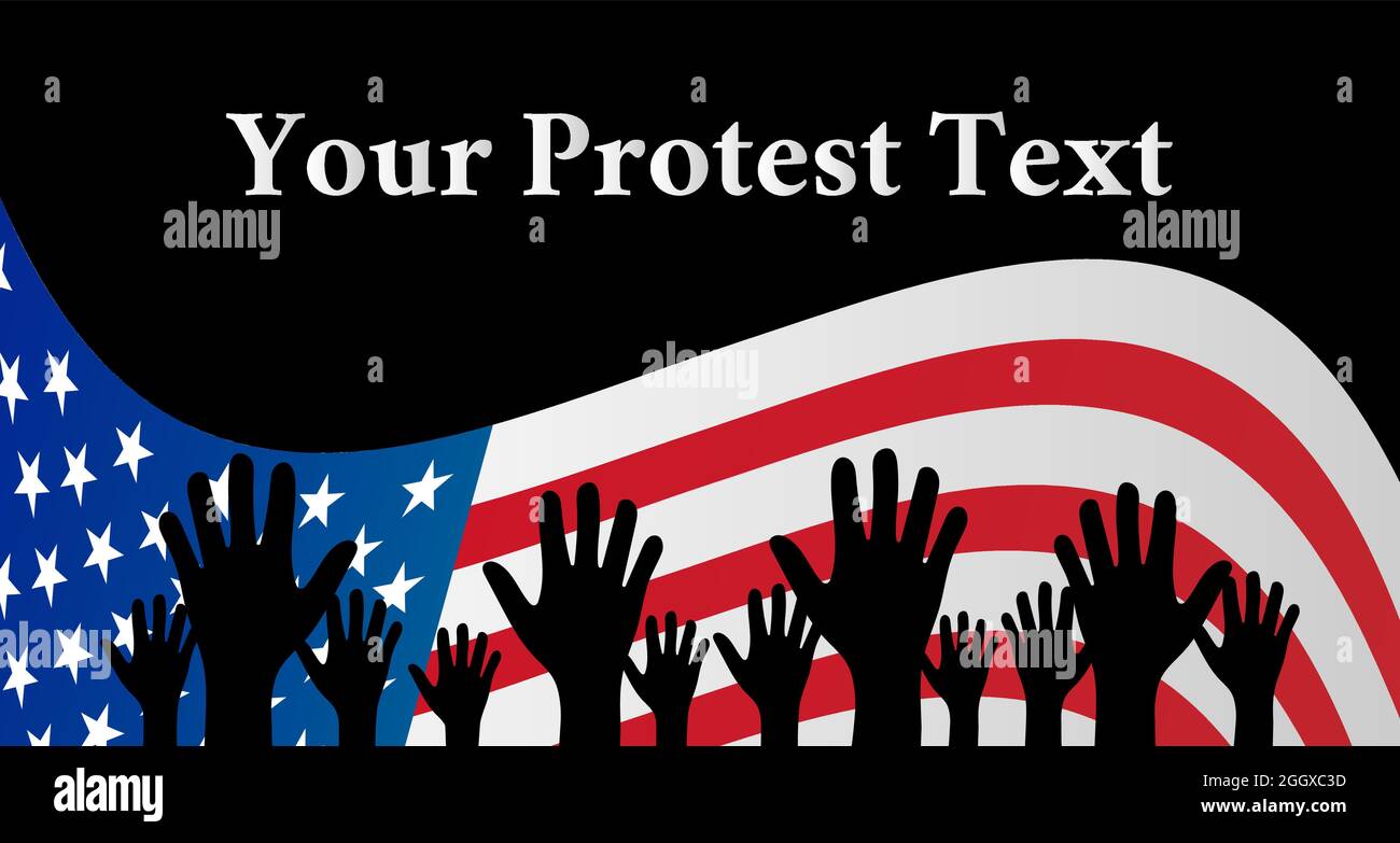 American Protest Background Illustration with Black Hands Stock Vector ...