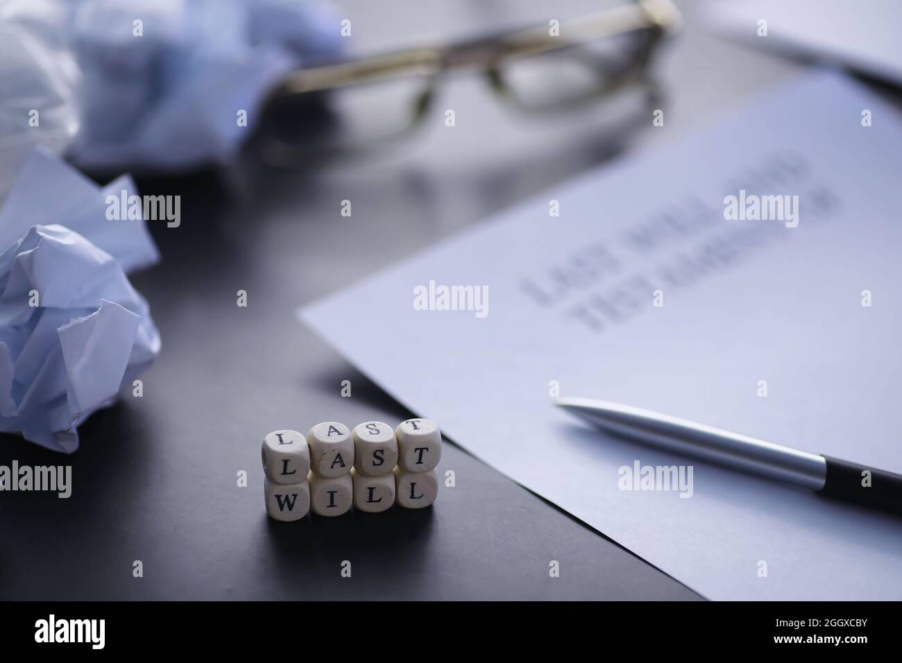 Legal concept. The procedure for writing the last will. Papers with ...