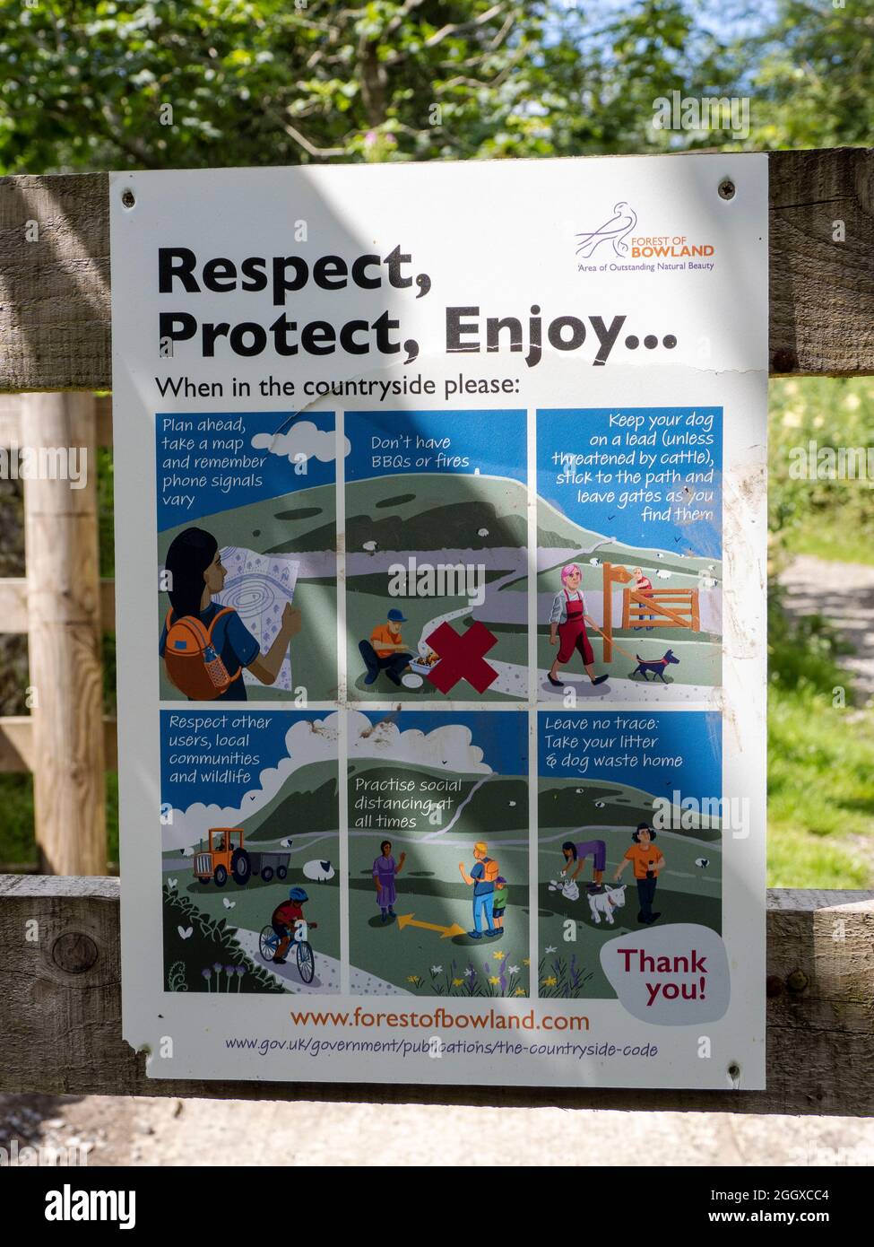 A sign at Stocks reservoir in Bowland, Lancashire, UK Stock Photo - Alamy