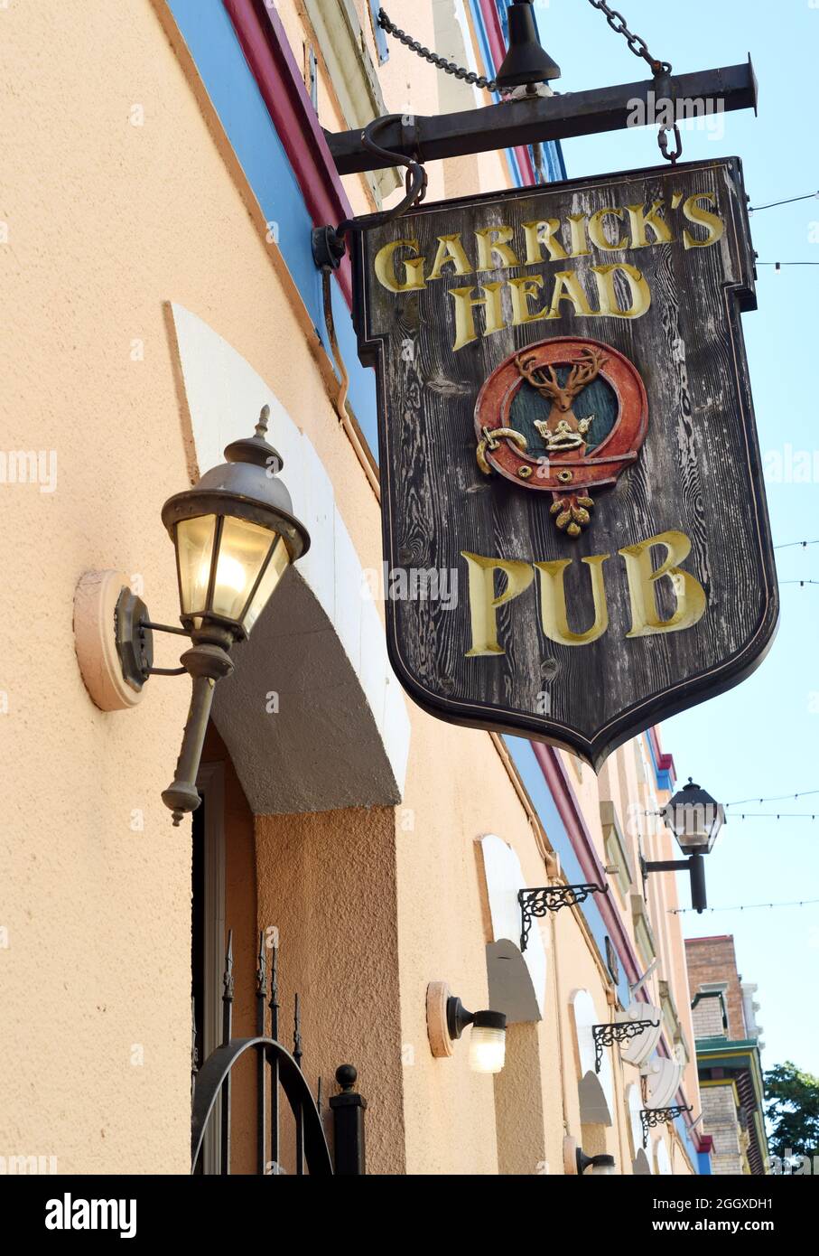 A sign for the popular Garrick's Head Pub in downtown Victoria ...
