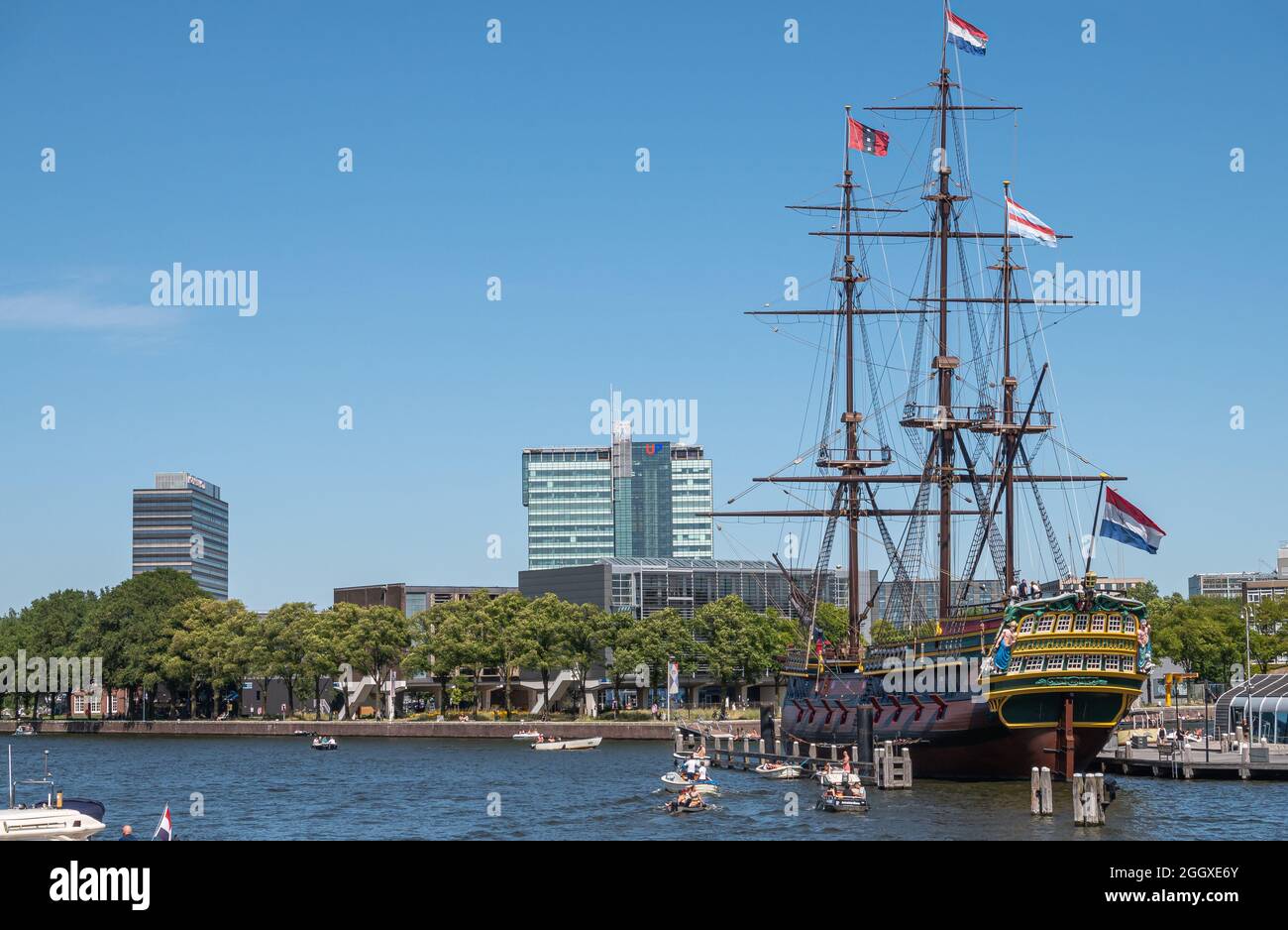 Amsterdam, Netherlands - August 15, 2021: Historic authentic 3-mast ...