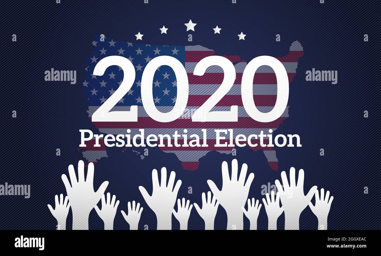 Presidential Election 2020 Dark Blue Background Illustration with Hands ...