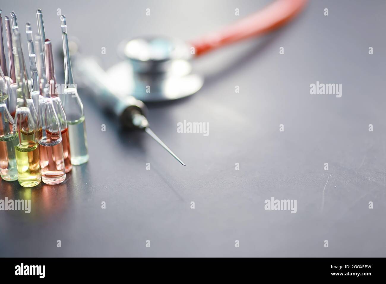 Test tubes with drugs and tests to test the victims and treat infected ...