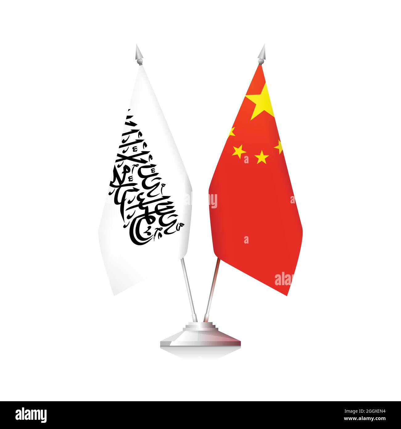 Flags of China and Islamic Emirate of Afghanistan. Vector illustration ...