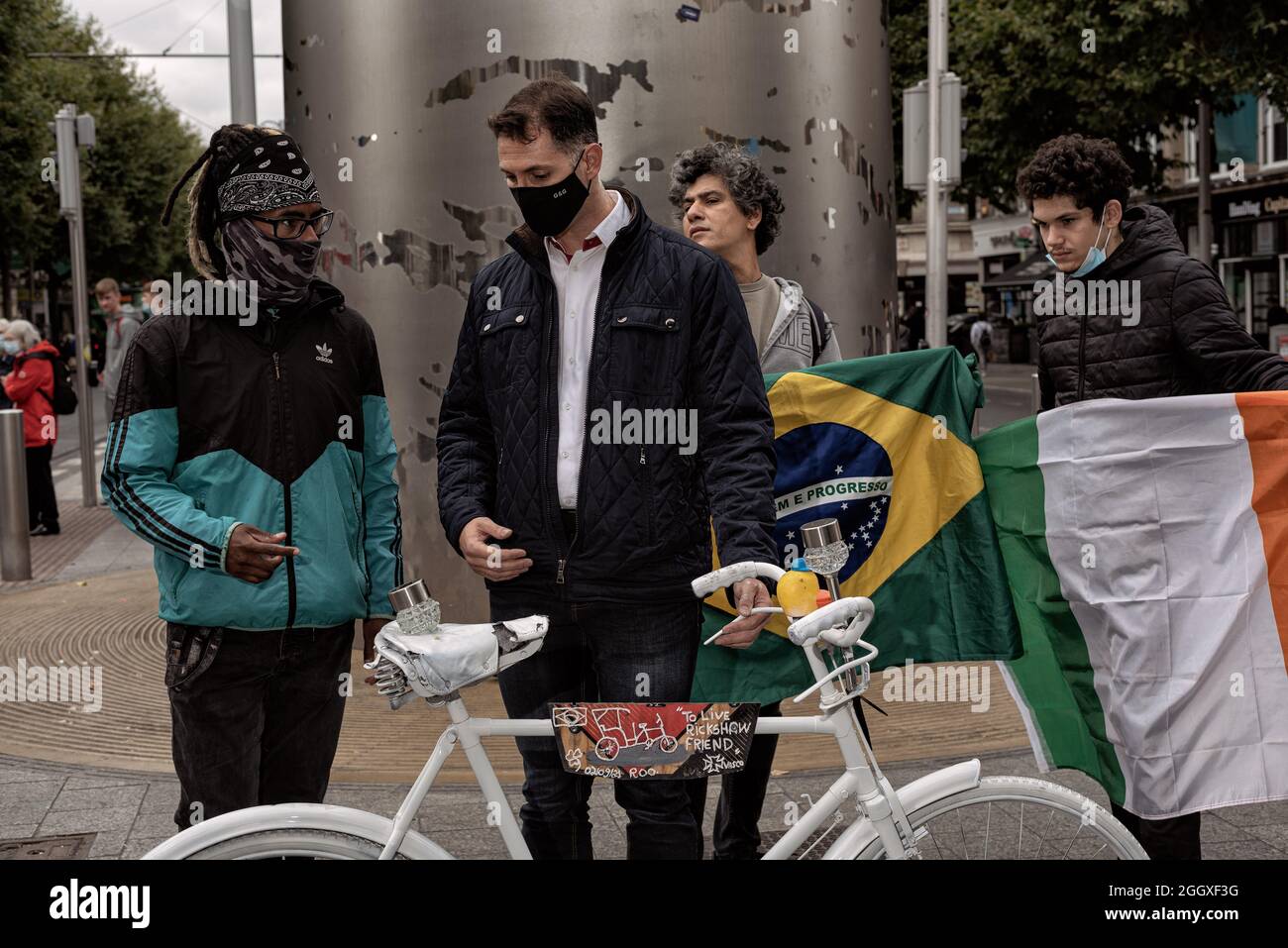 Dublin, Ireland. 02nd Sep, 2021. A group of food delivery cyclists seen ...
