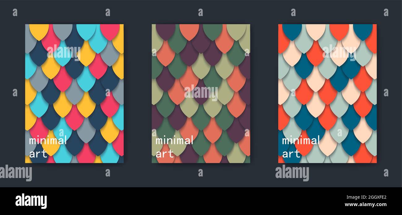 3D abstract posters design. Modern paper art style cover. Layered paper ...
