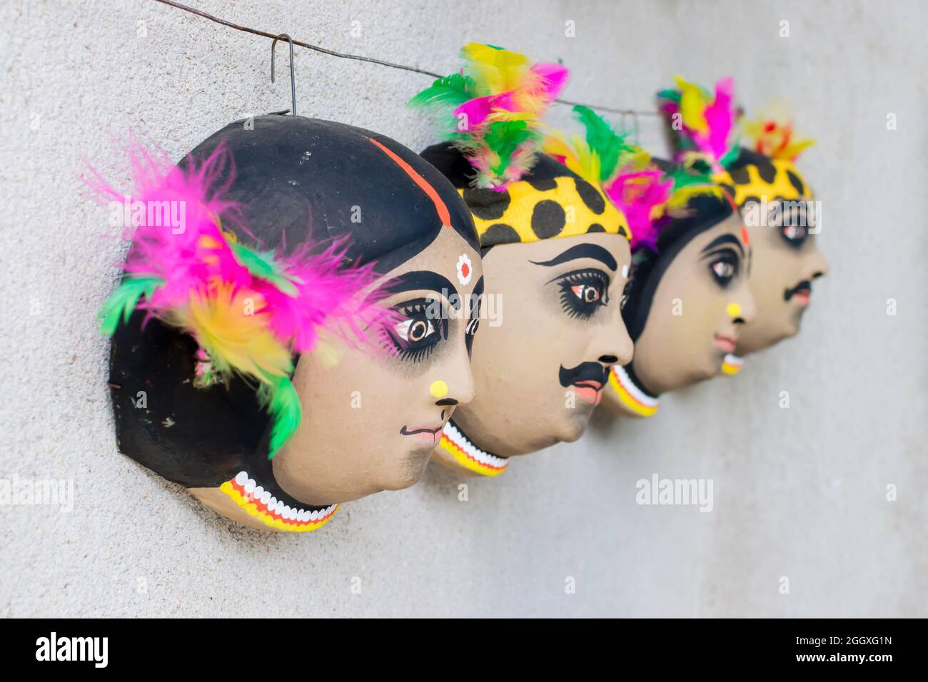 Colorful Chhau (or chhou) masks of santal tribes , handicrafts on ...