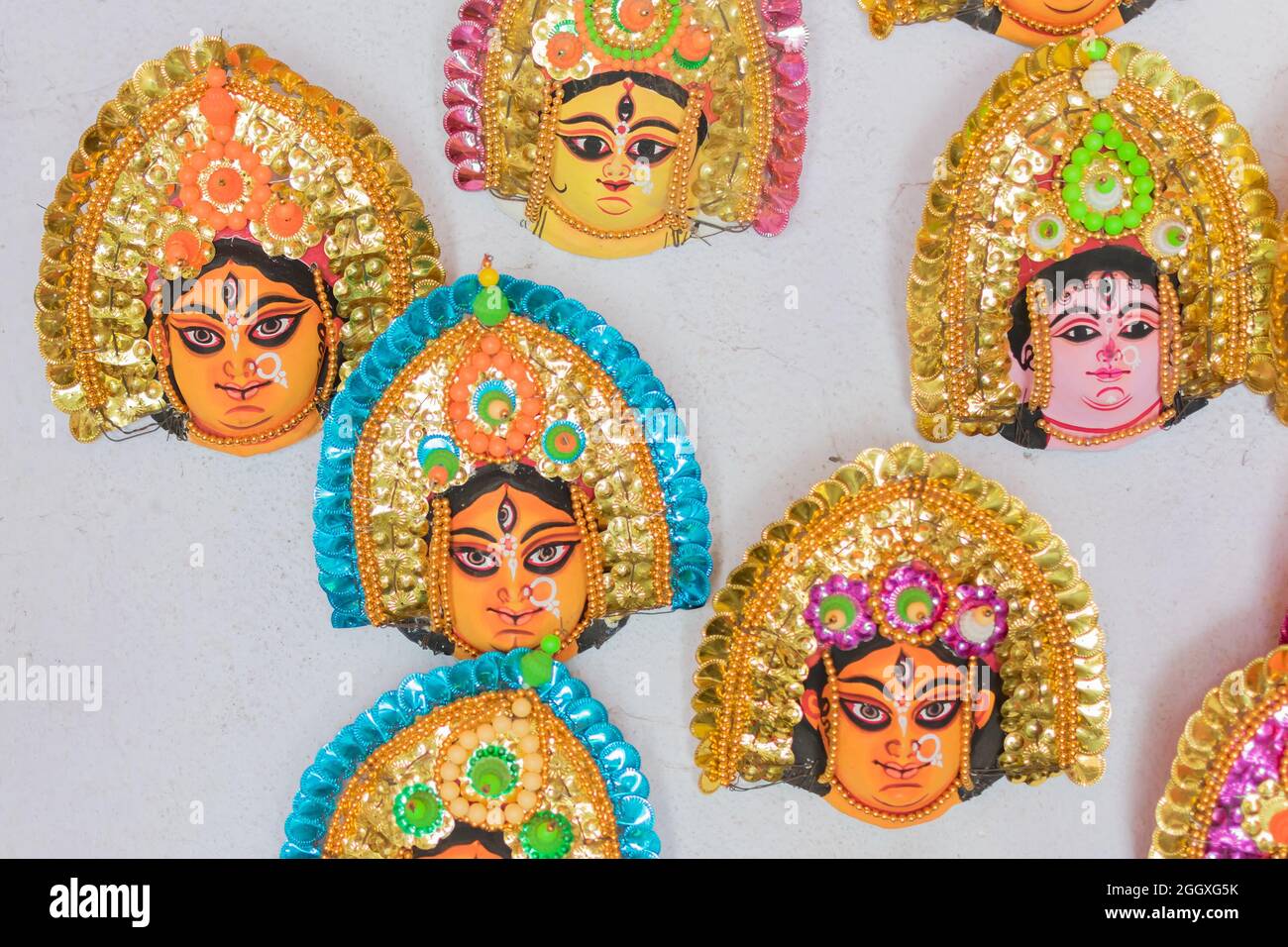 Colorful Chhau (or chhou) mask , handicrafts on display for sale - at ...