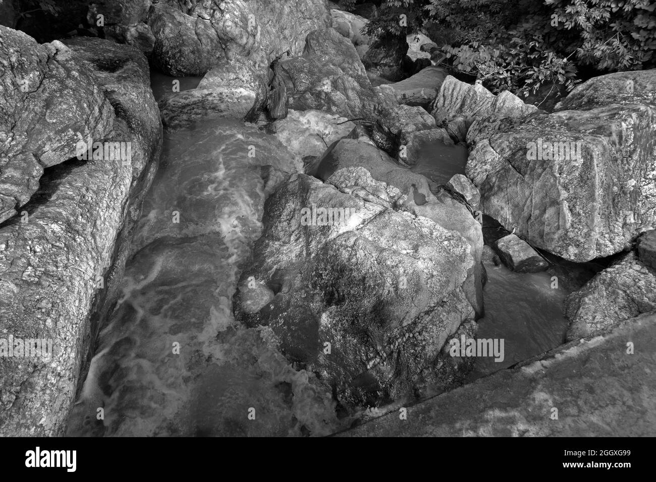 Beautiful Bamni waterfall having full streams of water flowing downhill ...