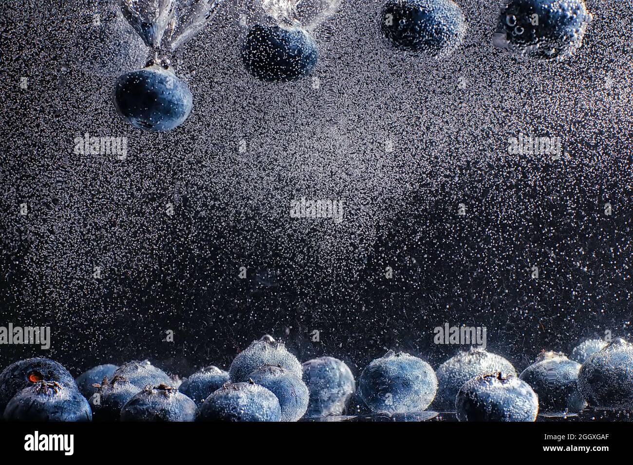 Water drops on ripe sweet blueberry. Fresh blueberries background with ...