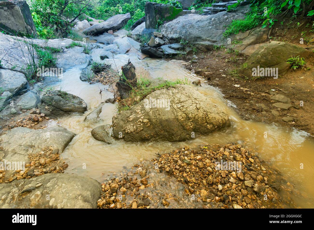 Bamni water fall , water flowing through rocks, Purulia, West Bengal ...