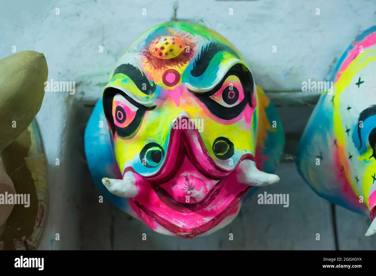 Colorful Chhau (or chhou) mask , handicrafts on display for sale - at ...