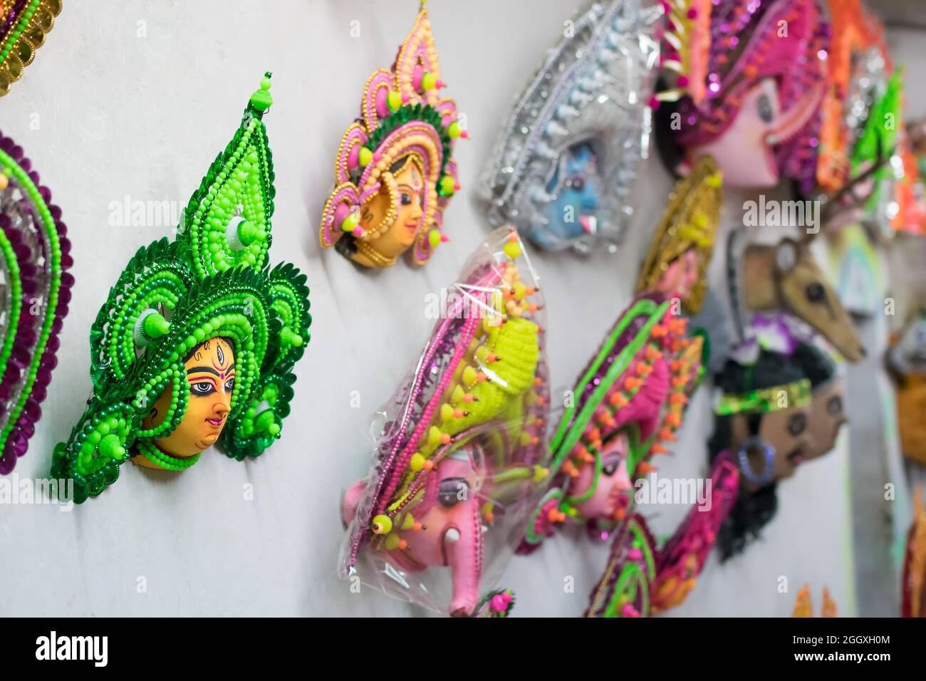 Colorful Chhau (or chhou) mask , handicrafts on display for sale - at ...