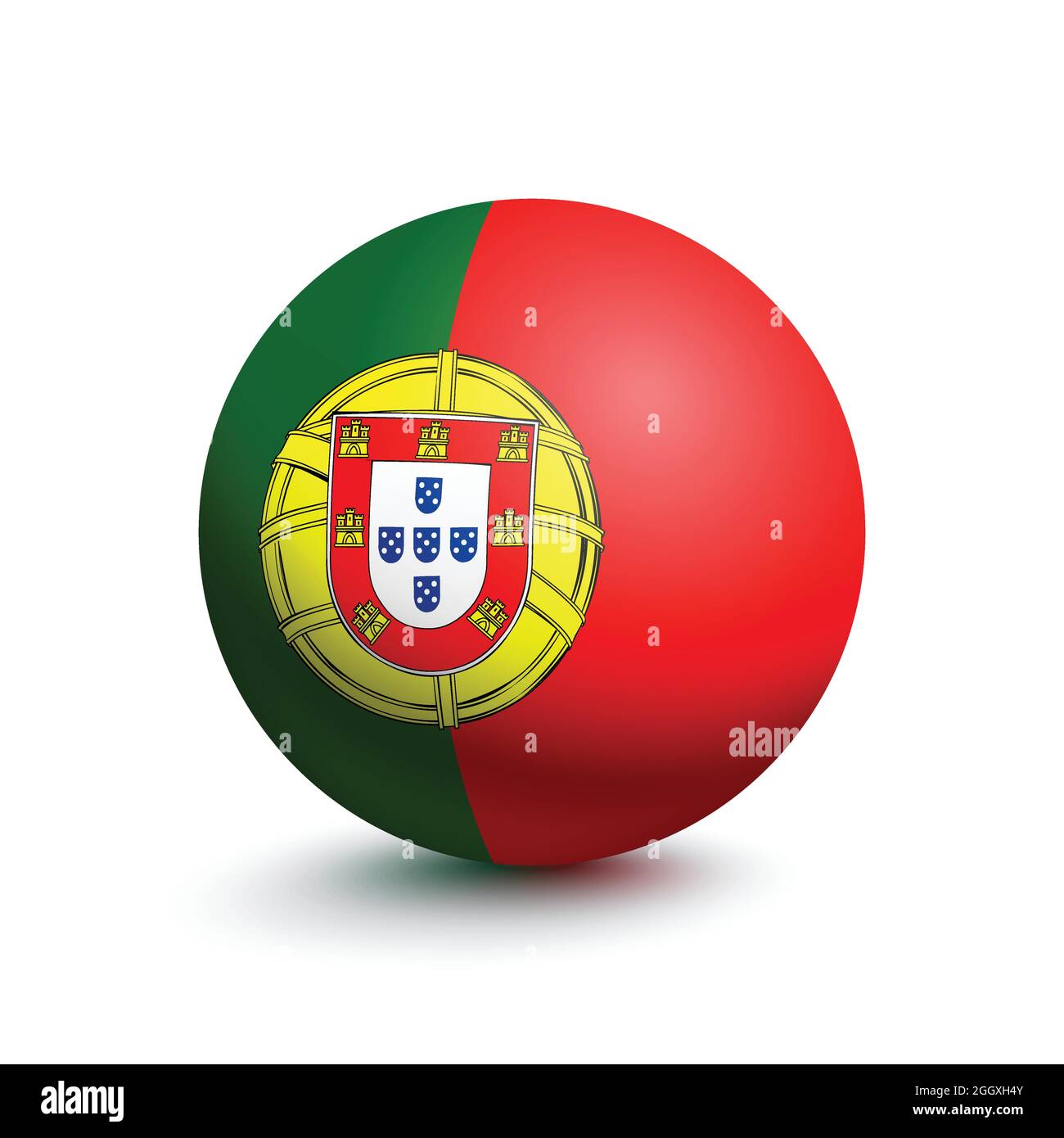 Flag of Portugal in the form of a ball isolated on white background ...