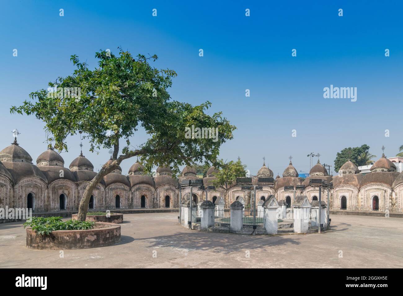 Panoramic image of 108 Shiva Temples of Kalna, Burdwan , West Bengal. A ...