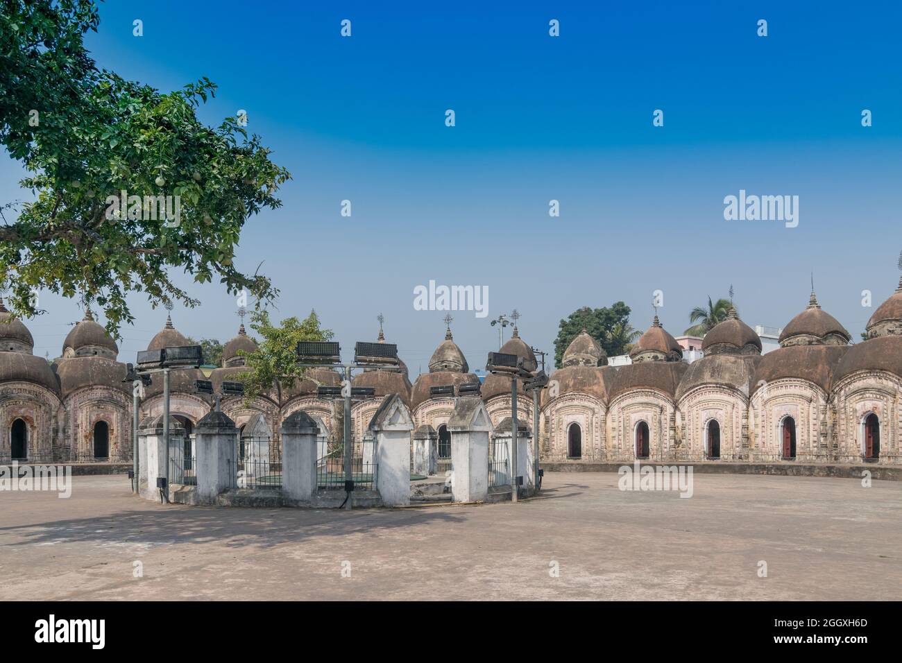 Panoramic image of 108 Shiva Temples of Kalna, Burdwan , West Bengal. A ...