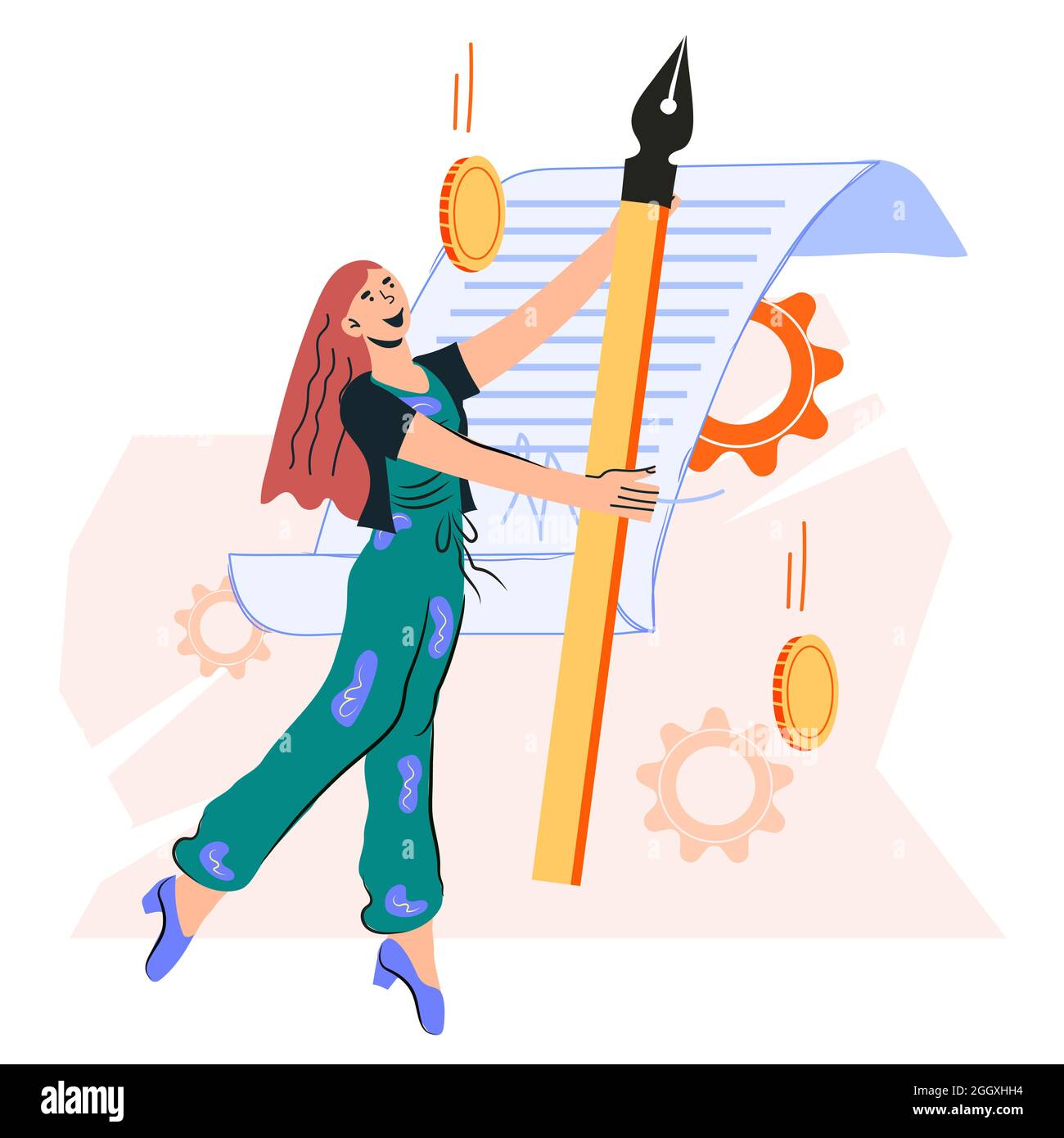 Business woman put signature on document. Signing up contract and ...