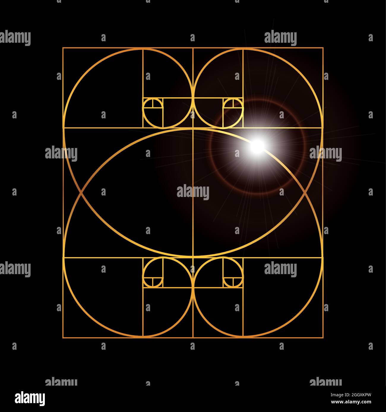 Fibonacci or Golden Ratio Black and Gold Geometric Background ...