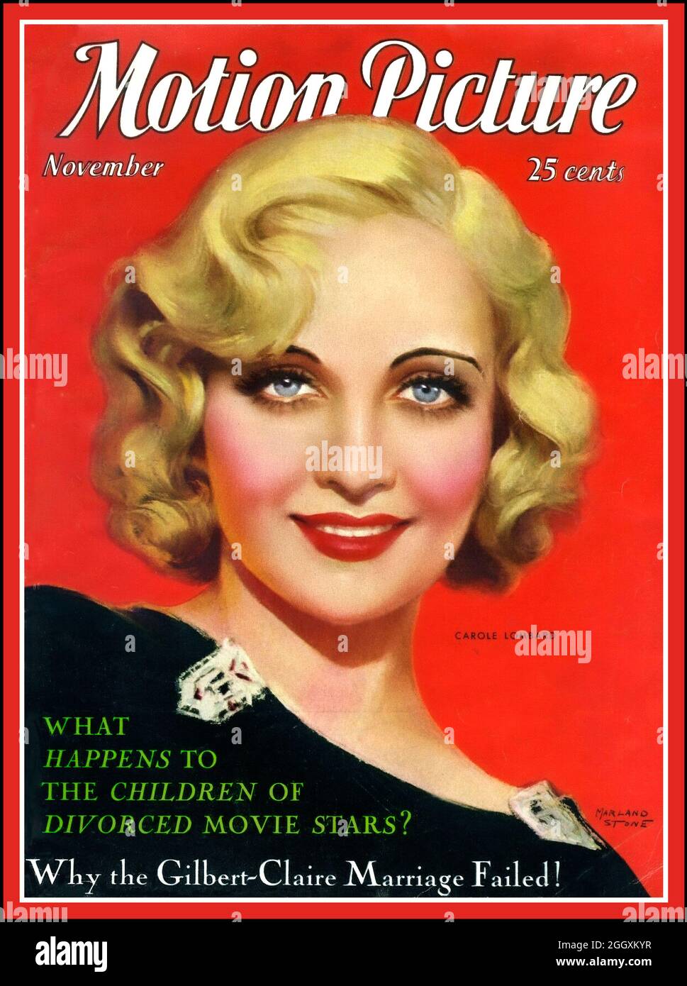 CAROLE LOMBARD 1930's Front Cover 'MOTION PICTURE' Magazine with Carole ...