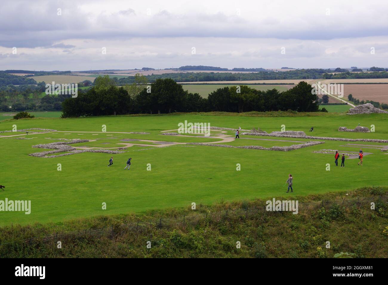 View of the archaeological site of Old Sarum in Wiltshire, England (UK ...